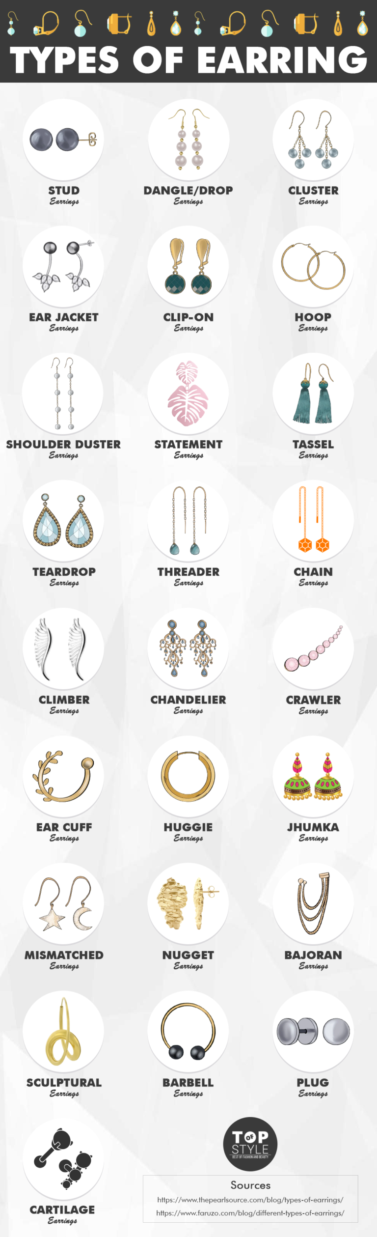 Types of Earring Designs - TopOfStyle Blog