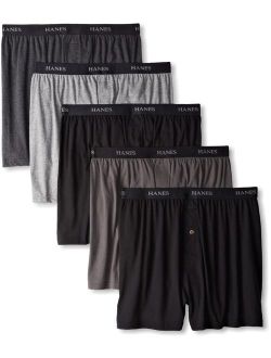 Buy Hanes Men's 5-Pack Ultimate Dyed Exposed Waistband Knit Boxer with ComfortFlex Waistband ...