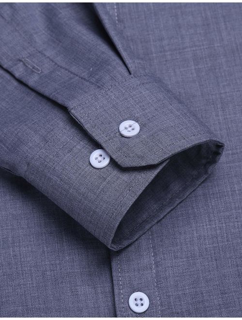 Buy COOFANDY Men's Casual Button Down Shirt Chambray Plain Long Sleeve Dress Shirt online ...
