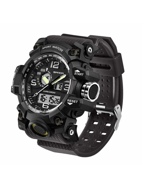 Buy Men's Military Watch, Dual-Display Waterproof Sports Digital Watch ...