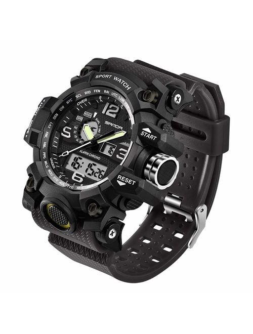 Buy Men's Military Watch, Dual-Display Waterproof Sports Digital Watch ...