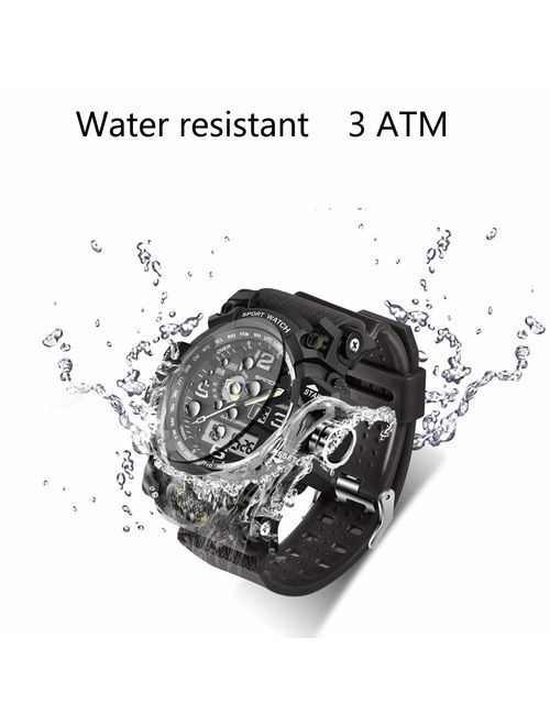 Buy Men's Military Watch, Dual-Display Waterproof Sports Digital Watch ...