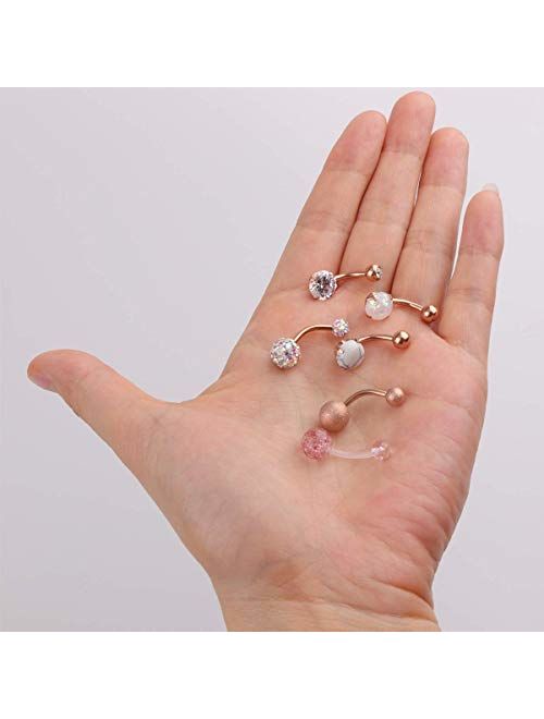 Buy CZCCZC 14G Stainless Steel Belly Button Rings Marble Stone for ...