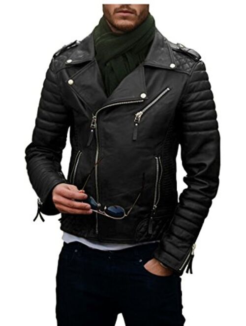 Buy Laverapelle Men's Genuine Lambskin Leather Jacket (Black, Motorcycle Jacket) - 1501474 ...