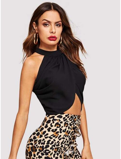 Buy Shein Split Back Overlap Halter Top online | Topofstyle