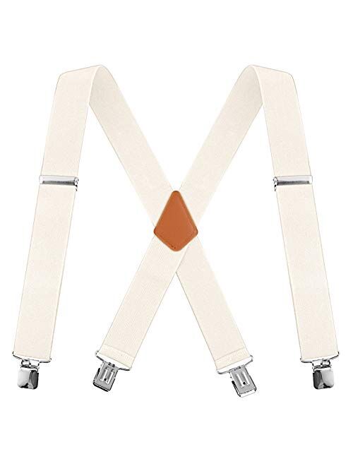 Buy Calvertt Mens 2 Inch Wide Suspenders Heavy Duty Clip X-Back Braces ...