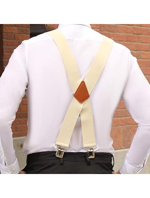 Buy Calvertt Mens 2 Inch Wide Suspenders Heavy Duty Clip X-Back Braces ...