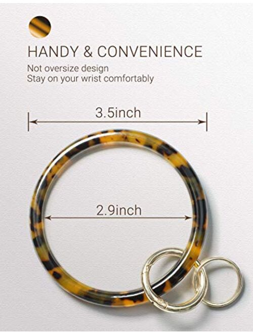 Buy Mymazn Key Ring Keychain Bracelet Wristlet Keychain Bangle Keyring for Women, Acetate Round ...