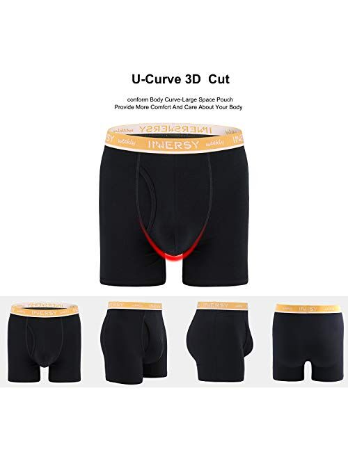 Buy INNERSY Men's Cotton Boxer Briefs Underwear Regular Long with Pouch ...