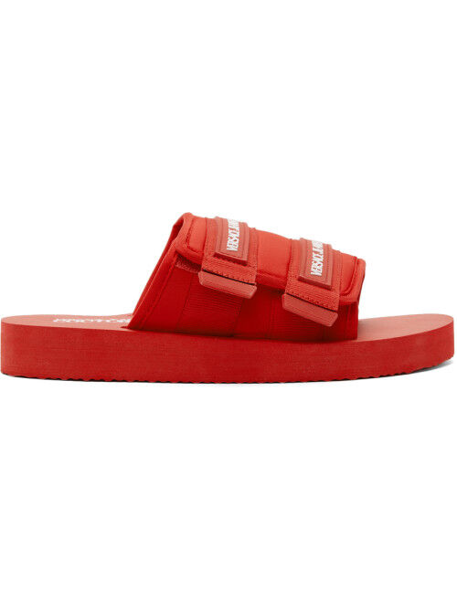 Buy Versace Red Logo Strap Slides online | Topofstyle