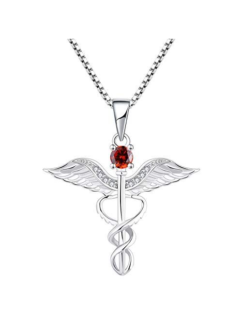 Buy YL Caduceus Necklace Sterling Silver Doctor Nurse Themed Pendant ...