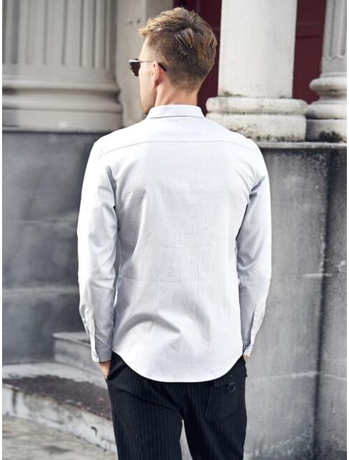 Buy Shein Men Solid Hidden Button Shirt online | Topofstyle