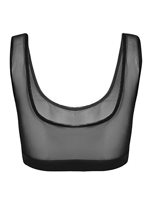 Buy YiZYiF Women's Mesh Sheer Bra See Through Bralette Sexy Tank Top ...