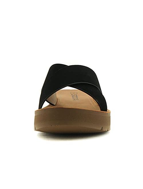 Buy SODA LUCY ~ Women Open Toe Flatform Platform Crisscross Band Upper ...
