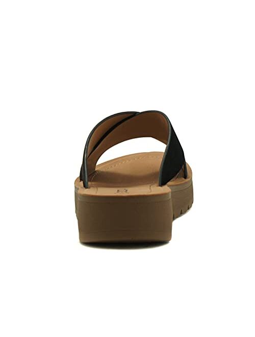 Buy SODA LUCY ~ Women Open Toe Flatform Platform Crisscross Band Upper ...