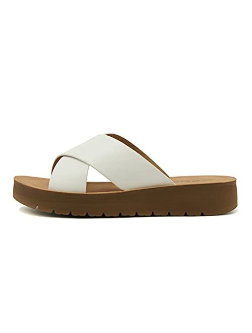 Buy SODA LUCY ~ Women Open Toe Flatform Platform Crisscross Band Upper ...