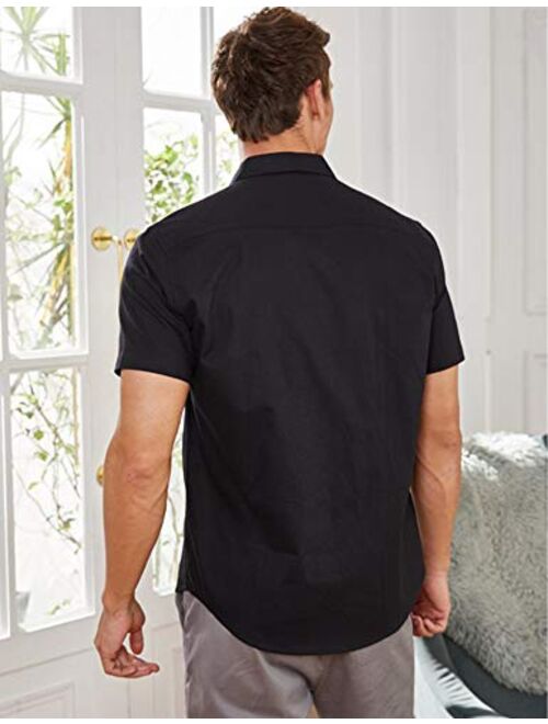 Buy COOFANDY Men's Short Sleeve Linen Shirt Cuban Beach Tops Pocket Guayabera Shirts online ...