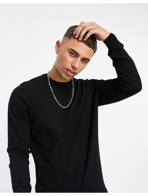 Buy New Look muscle fit knitted sweater in black online | Topofstyle