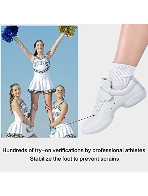 Buy Smapavic Cheer Shoes for Youth Girls White Cheerleading Athletic Dance Shoes Tennis Sneakers ...