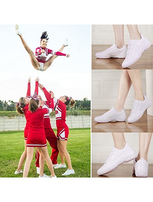 Buy DADAWEN Cheer Shoes for Women White Cheerleading Dance Shoes Girls ...