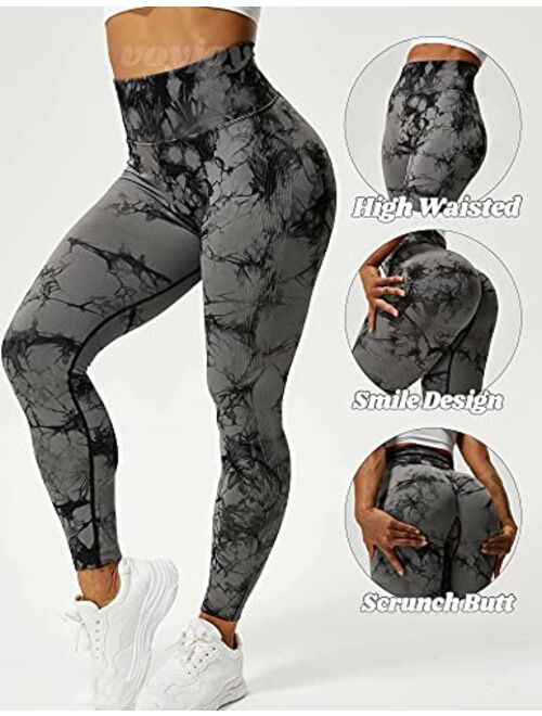 Buy VOYJOY Tie Dye Seamless Leggings for Women High Waist Yoga Pants, Scrunch Butt Lifting ...