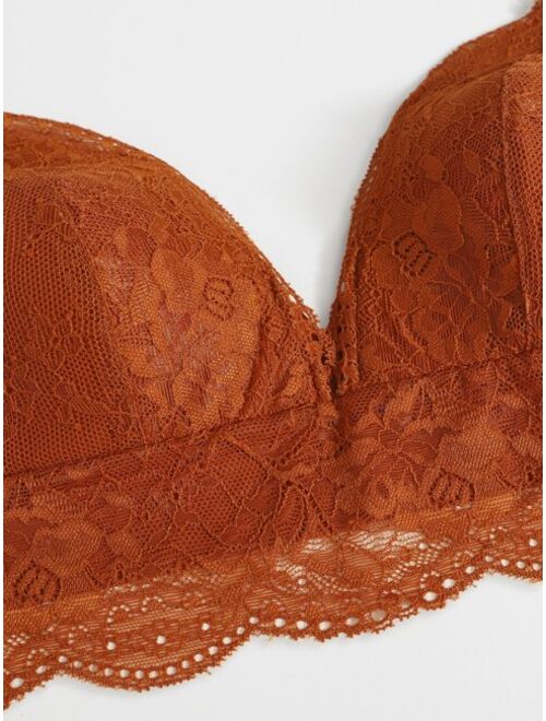 Buy Shein Luvlette Lace Padded Longline Bralette online | Topofstyle