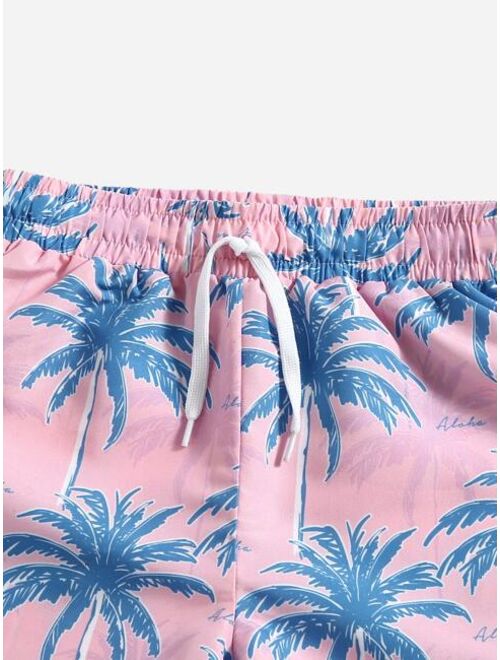 Buy Shein Toddler Boys Palm Tree Print Swim Trunks online | Topofstyle