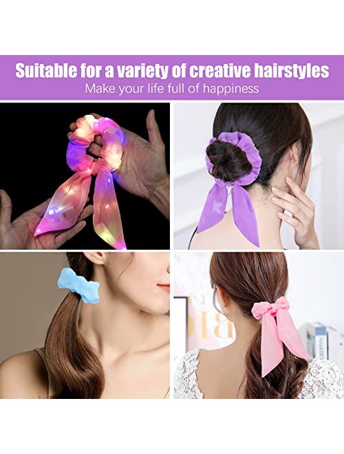 Buy Pozilan Neon Light Up Bow Scrunchies for Girls, Cute Led Hair ...