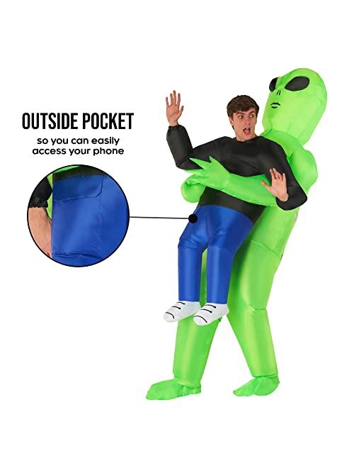 Buy Morph Green Inflatable Alien Costume Adult Space Funny Abduction Blow Up Halloween Costumes ...