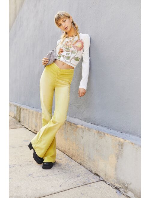 Buy Urban Outfitters UO Velvet Ruched V-Front Flare Pant online ...