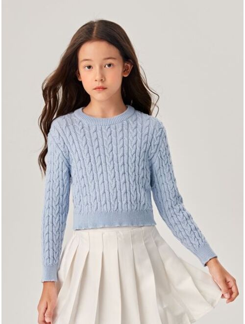 Buy Shein Girls Cable Knit Crop Sweater online | Topofstyle