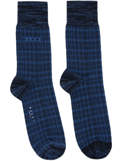 Buy Marni Black & Blue Micro Check Socks online | Topofstyle