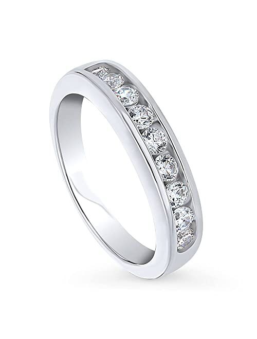 Buy BERRICLE Sterling Silver Wedding Rings Channel Set Cubic Zirconia ...