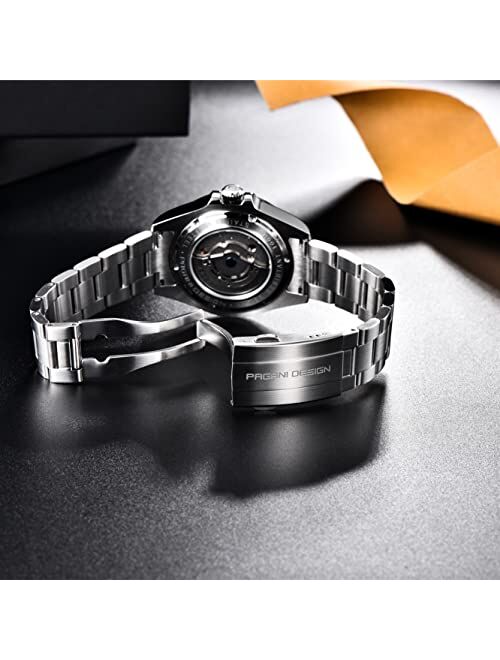 Buy Pagrne Design Pagani Design Men's GMT Automatic Watch Stainless Steel Strap Waterproof 200M ...