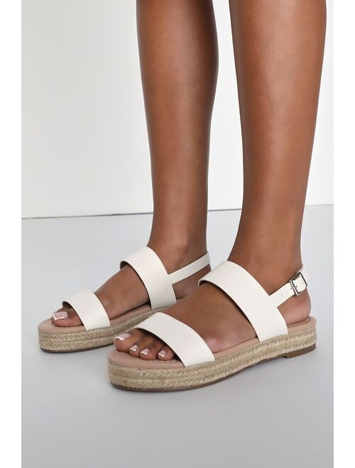 Buy Lulus Callidora Off White Raffia Flatform Sandals online | Topofstyle