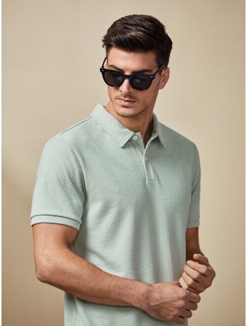 Buy Shein Manfinity Basics Men Solid Half Button Polo Shirt online ...