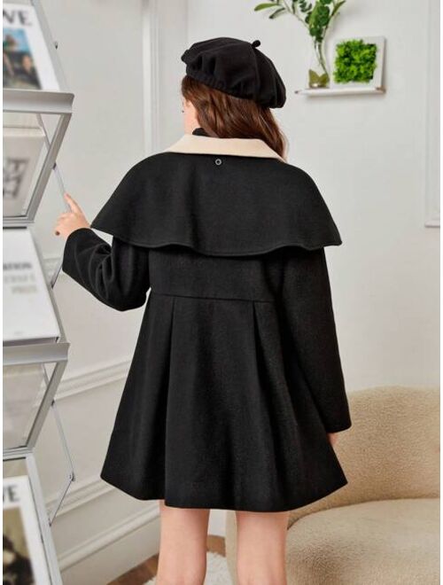 Buy SHEIN Tween Girl Borg Collar Overcoat online | Topofstyle