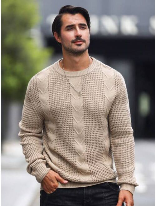 Buy Manfinity Homme Men Solid Cable Knit Sweater online | Topofstyle