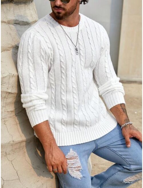 Buy Manfinity Homme Men Solid Cable Knit Sweater online | Topofstyle