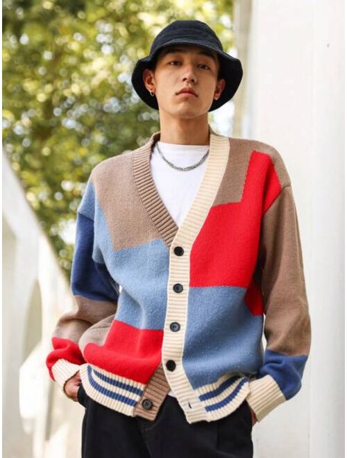 Buy Shein Manfinity Sporsity Men Color Block Striped Trim Drop Shoulder ...