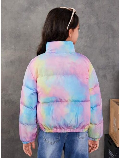 Buy SHEIN Tween Girl Tie Dye Puffer Winter Coat online | Topofstyle